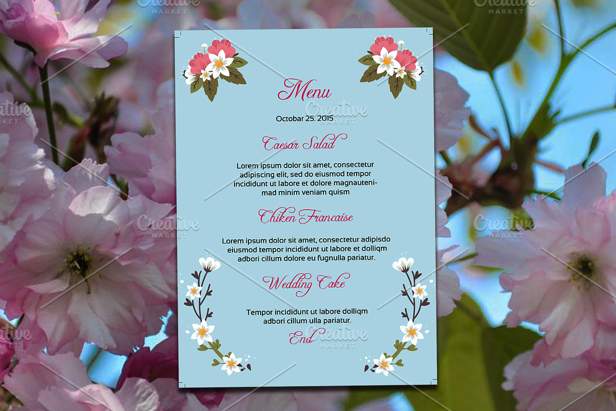 Wedding Menu Template, a Flyer Template by retrographix