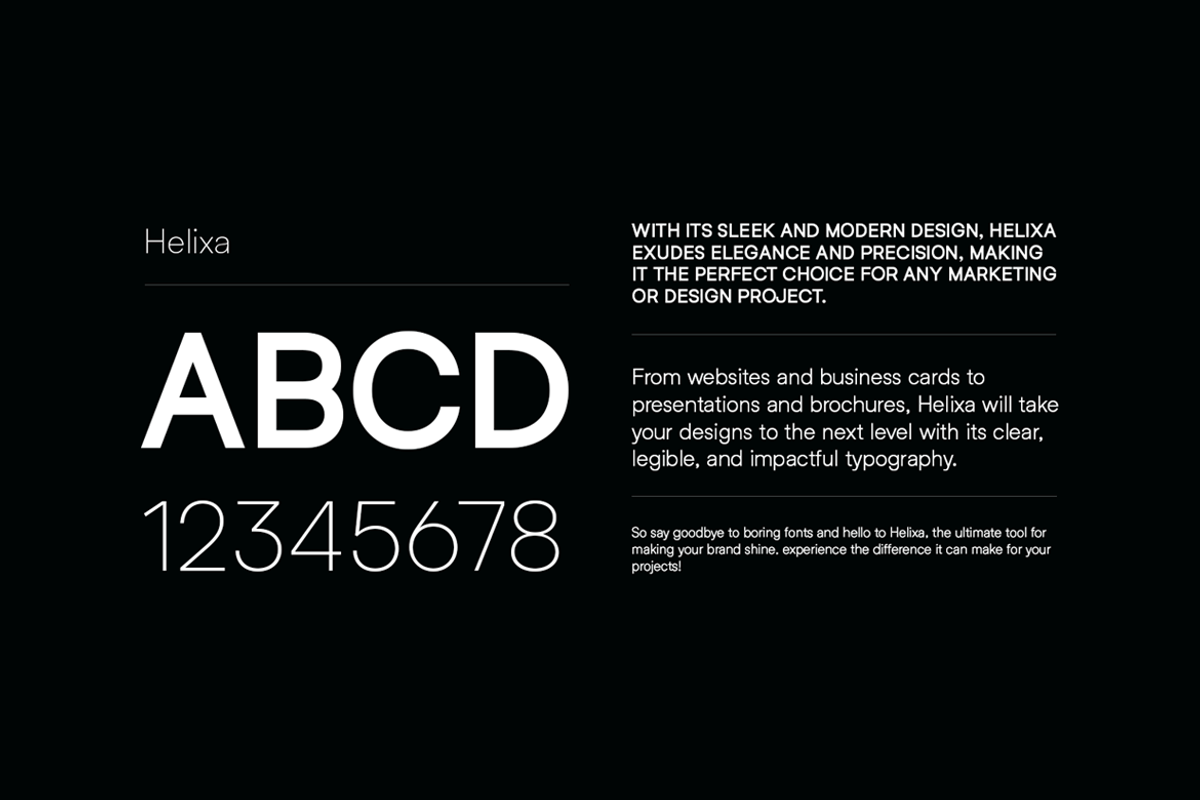 HELIXA - Clean & Modern Font Family, a Sans Serif Font by Designova®