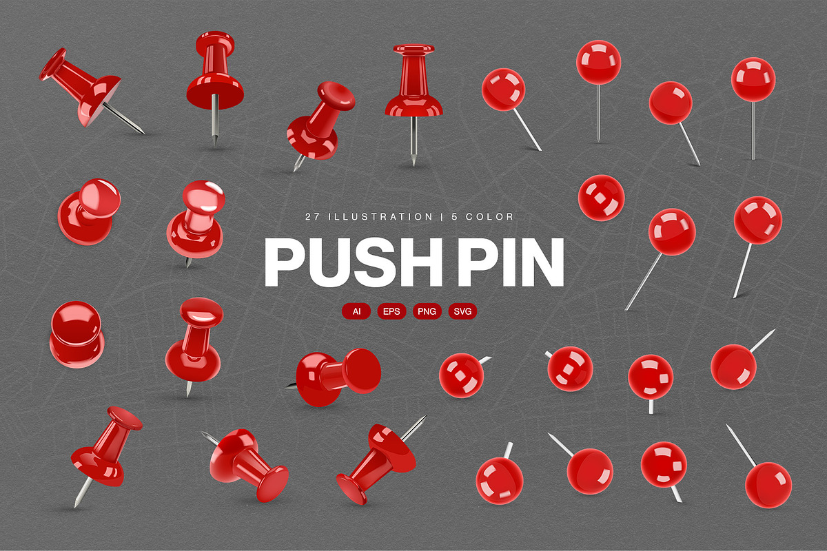 Push Pin Vector Clipart Set, an Object Graphic by DesignerCandies