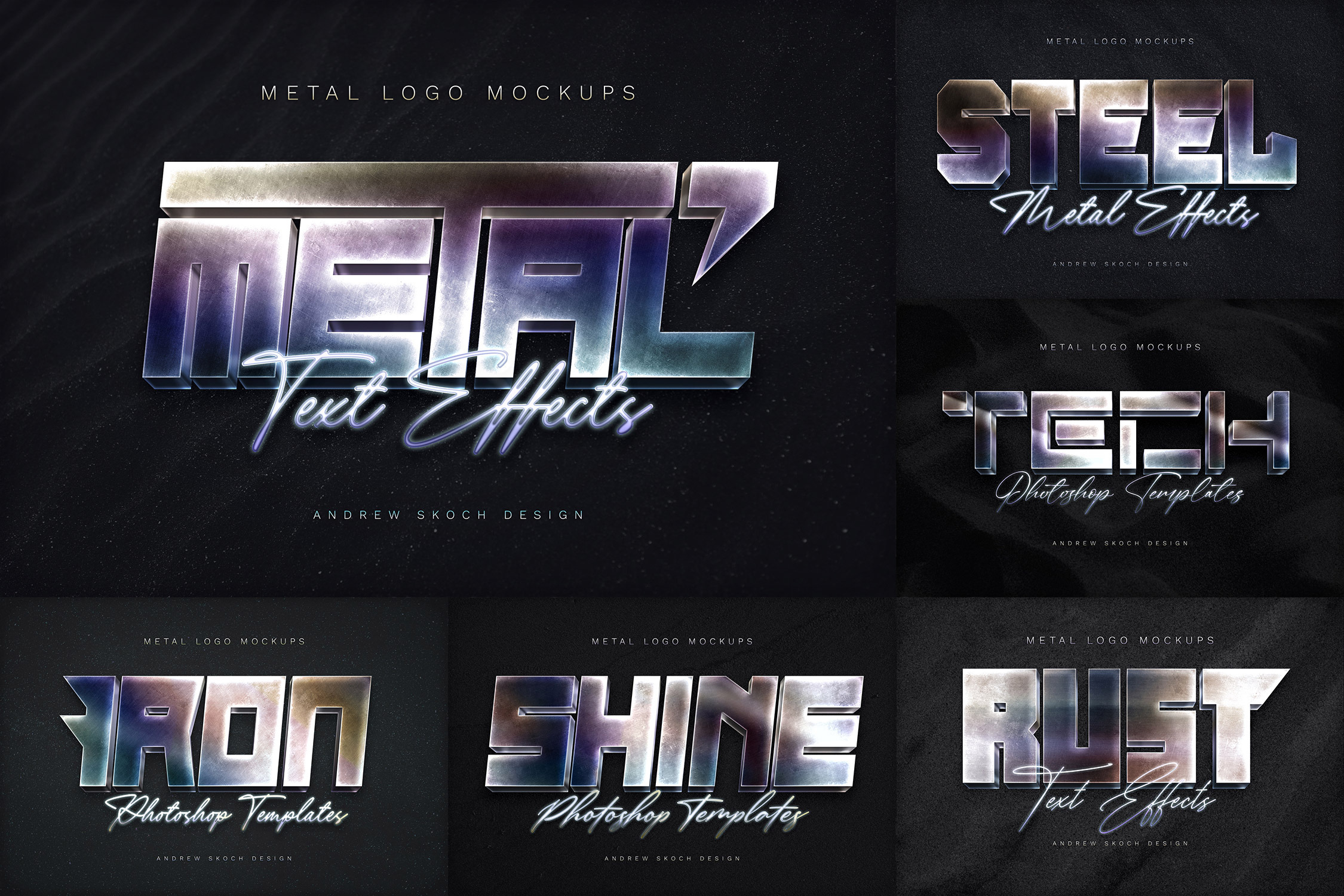 Metal Text and Logo Effects, a Layer Style Add-On by Andrew Skoch Design