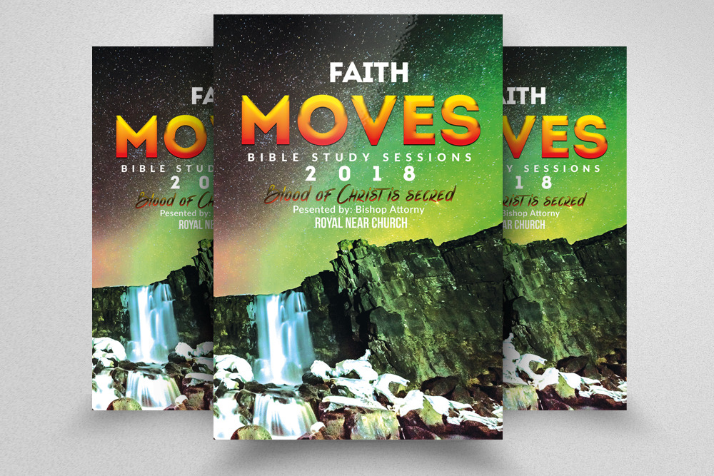 Faith Moves Mountain Church Flyers, a Flyer Template by Design Up