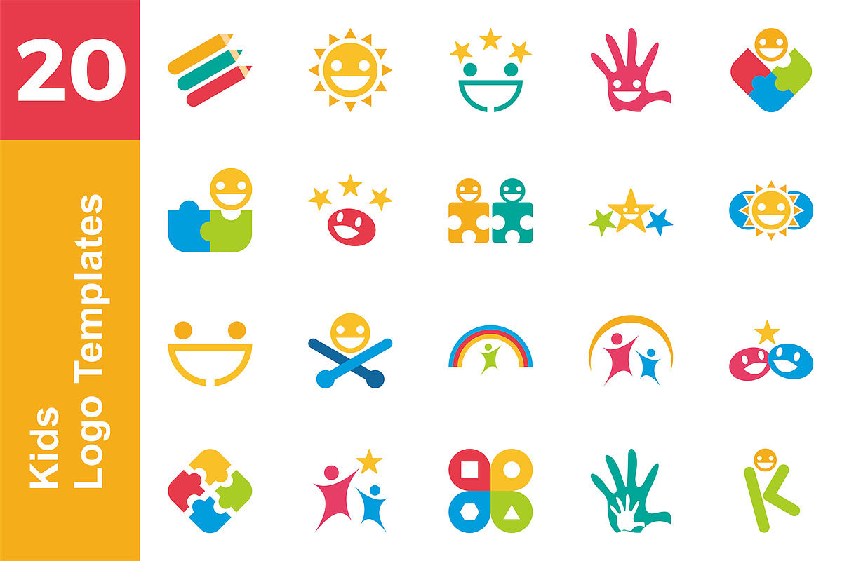 20 Logo Kids Template Bundle, a Branding & Logo Template by Acongraphic