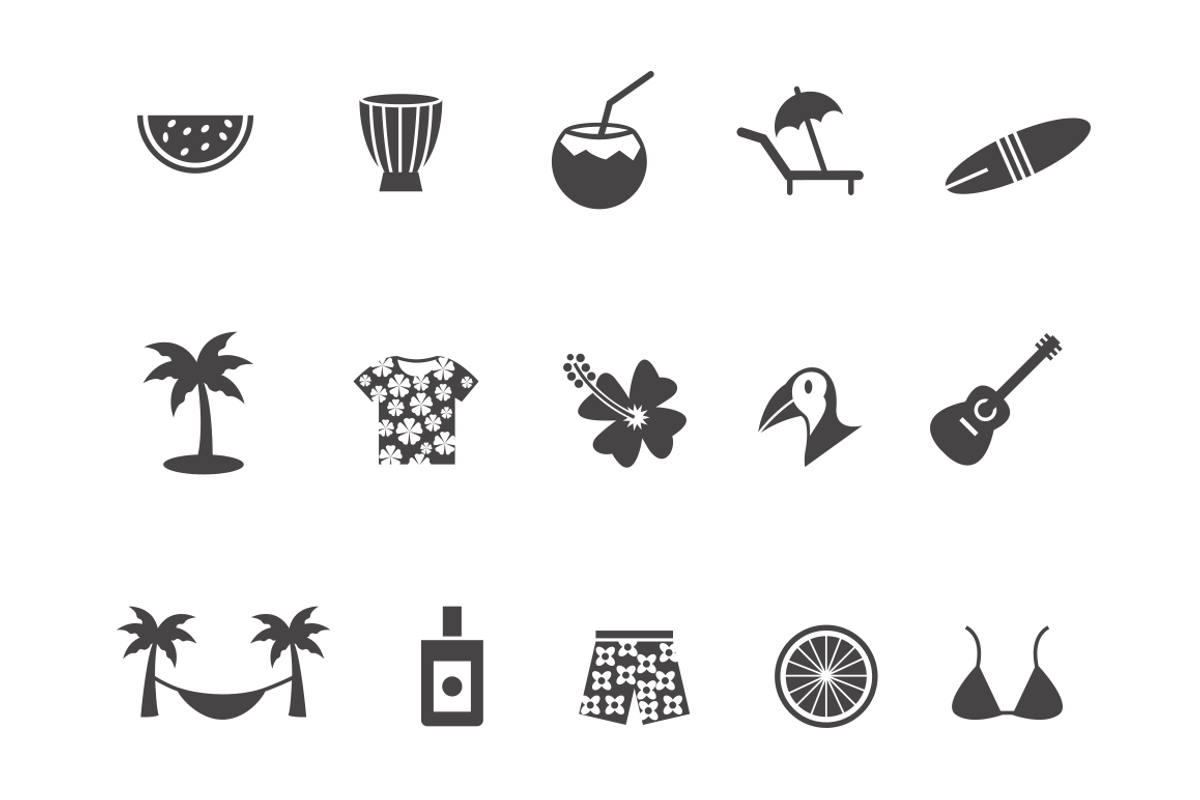 15 Tropical Icons, an Icon by Creative VIP | Creative Market