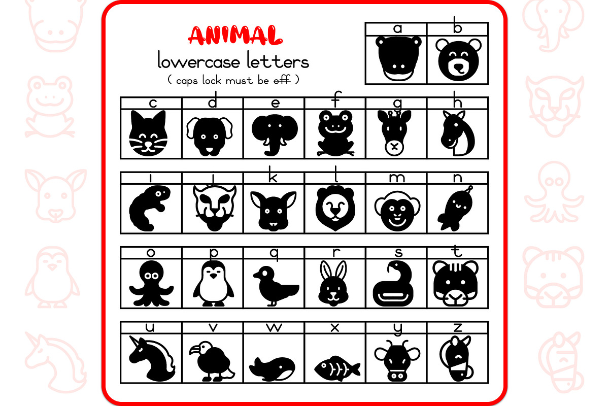 Animal Alphabet - Dingbat Font, a Symbol Font by WADLEN