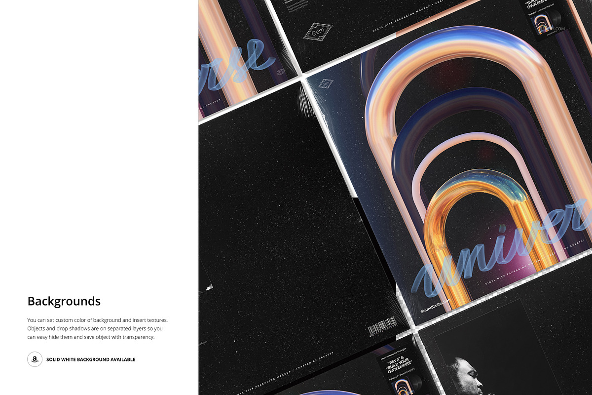 Group of Vinyl Record Covers Mockup, a Packaging Mockup by creatsy5