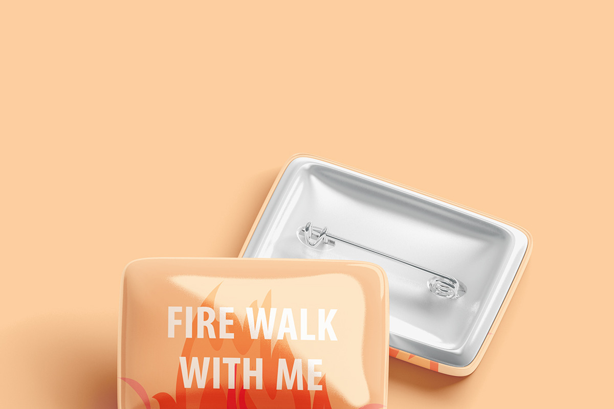 Rectangular Button Badge Mockup, a Merchandise Mockup by rebrandy