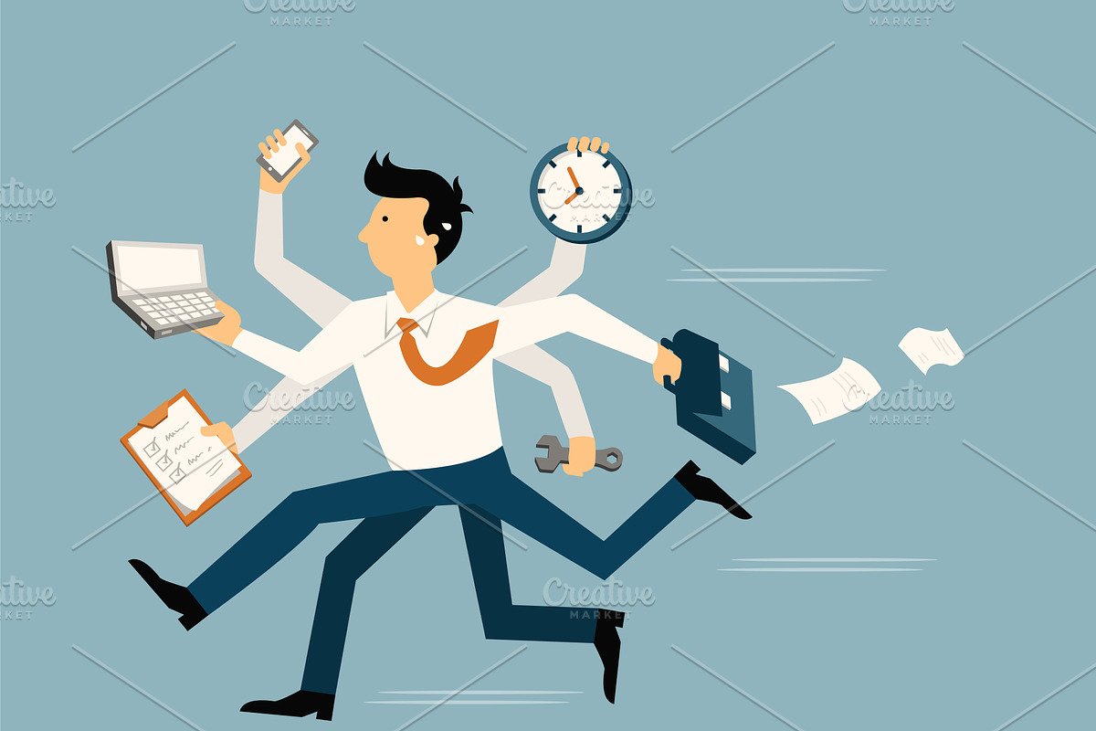 Very busy businessman, a Technology Illustration by Smiley Creative