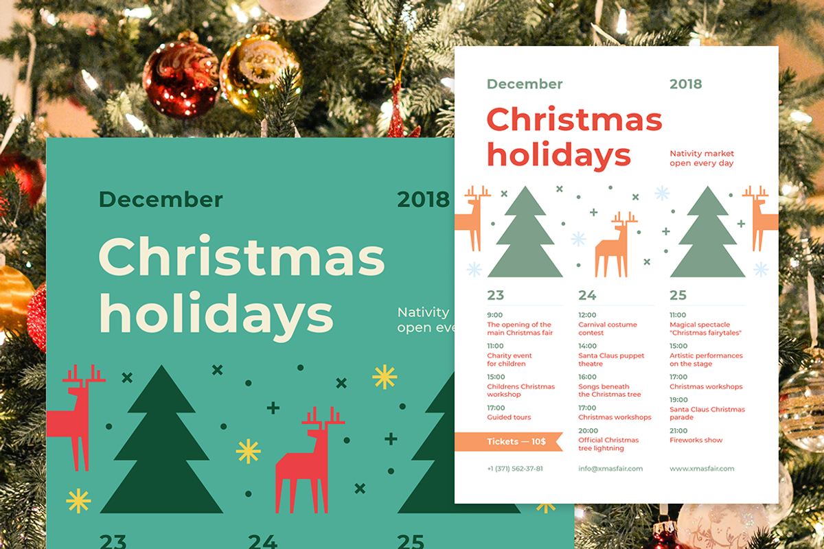 Christmas Event Schedule Poster, a Flyer Template by EDT.Graphics