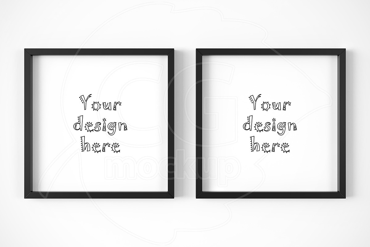 Kit x2 classic square frames mockup, a Print Template by CGmockup
