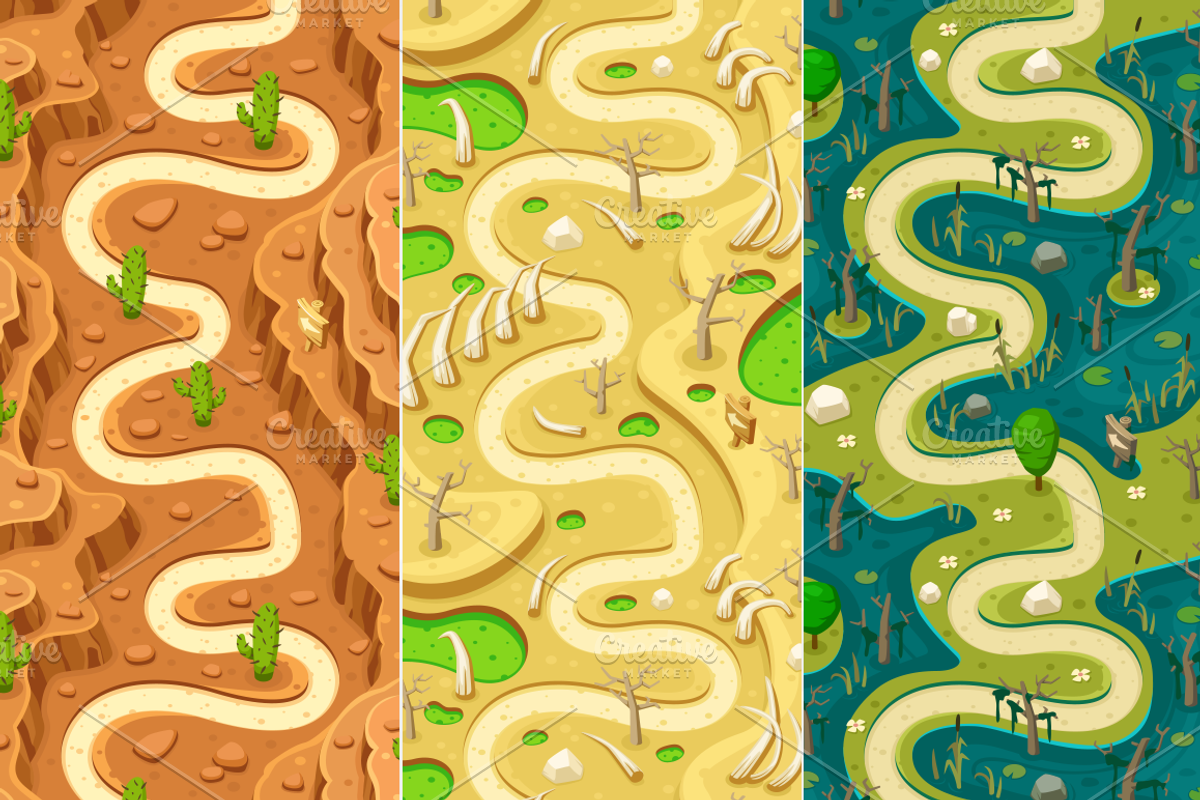 Wooden GUI and Game Level Map BUNDLE, an Illustration by wowu ...