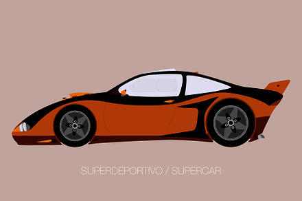 side view custom muscle car | Illustrations ~ Creative Market