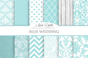 Blue Wedding Digital Paper, a Pattern Graphic by Avenie Digital