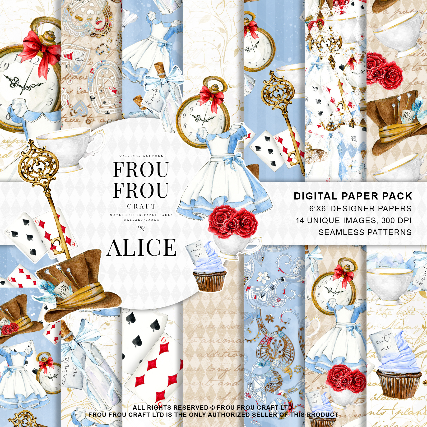Alice in Wonderland Paper Pack, a Pattern Graphic by Frou Fou Craft