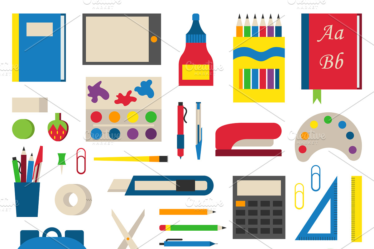 Vector individual school supplies, an Education Illustration by ...