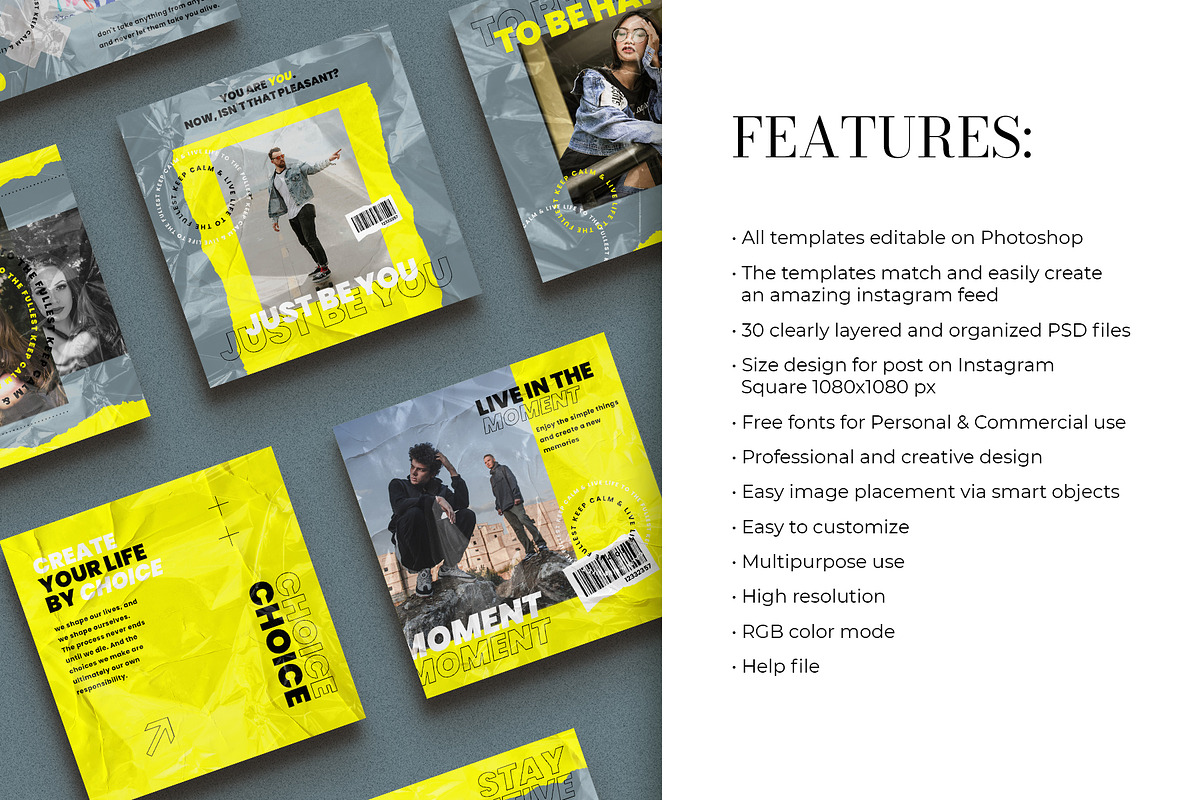 Plastic Insta Pack | PS, a Social Media Template by Anna Studio ...