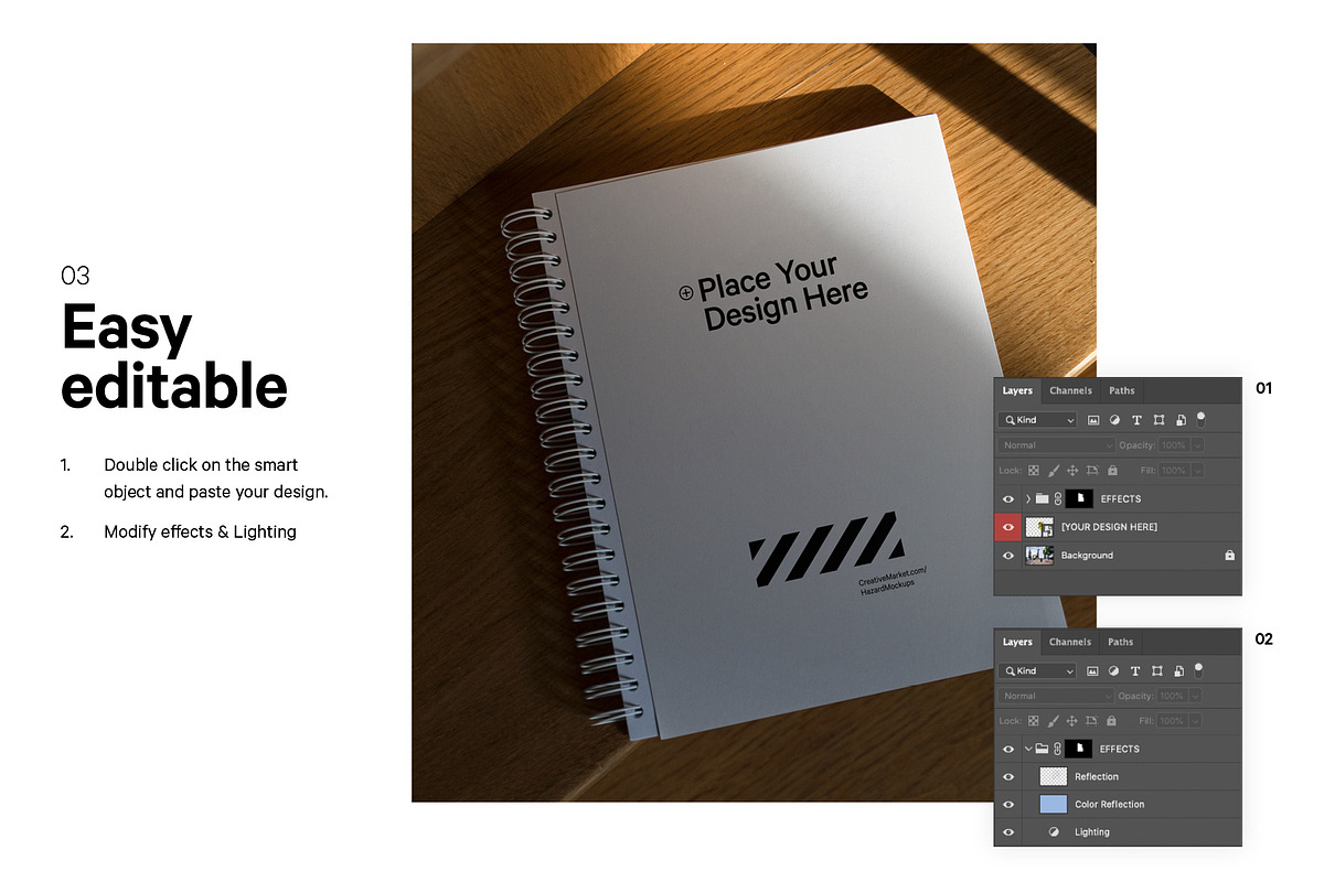 A4 Book Binder Cover Mockup, a Print Template by HAZARD MOCKUPS