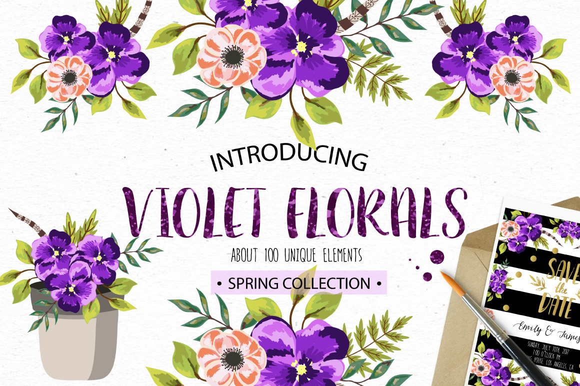 Violet Florals. Spring collection | Texture Illustrations ~ Creative Market
