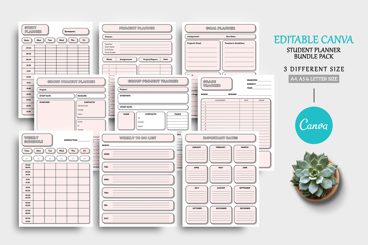 Editable Student planner, a Stationery Template by Ultimate Template Shop