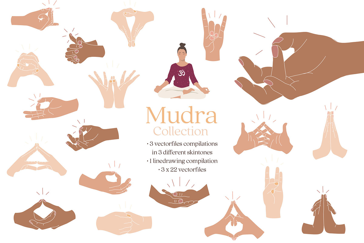 Mudra vector illustration collection, an Illustration by Sunnyfields