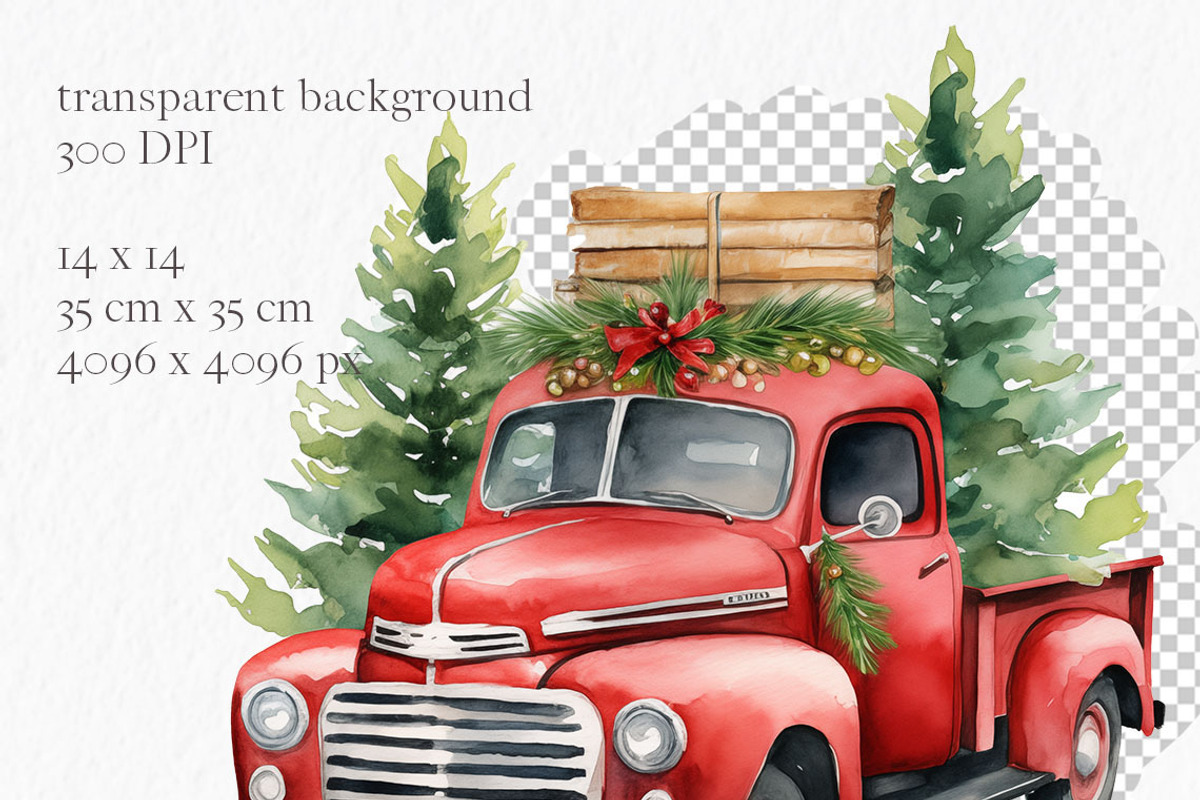 Christmas red truck clipart PNG, an Object Graphic by MyLittleMeow