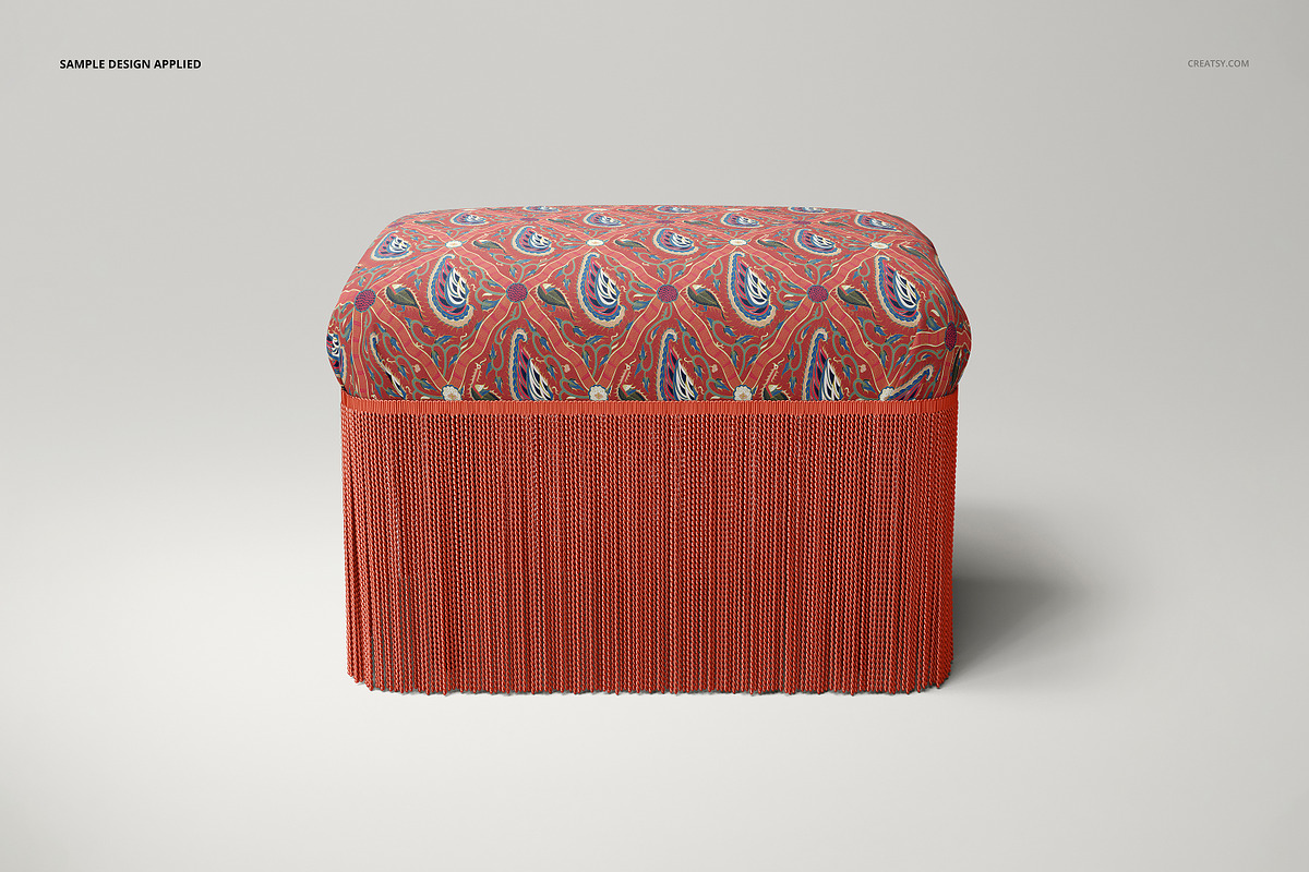 Velvet Stool with Fringe Mockup, a Household Mockup by creatsy5
