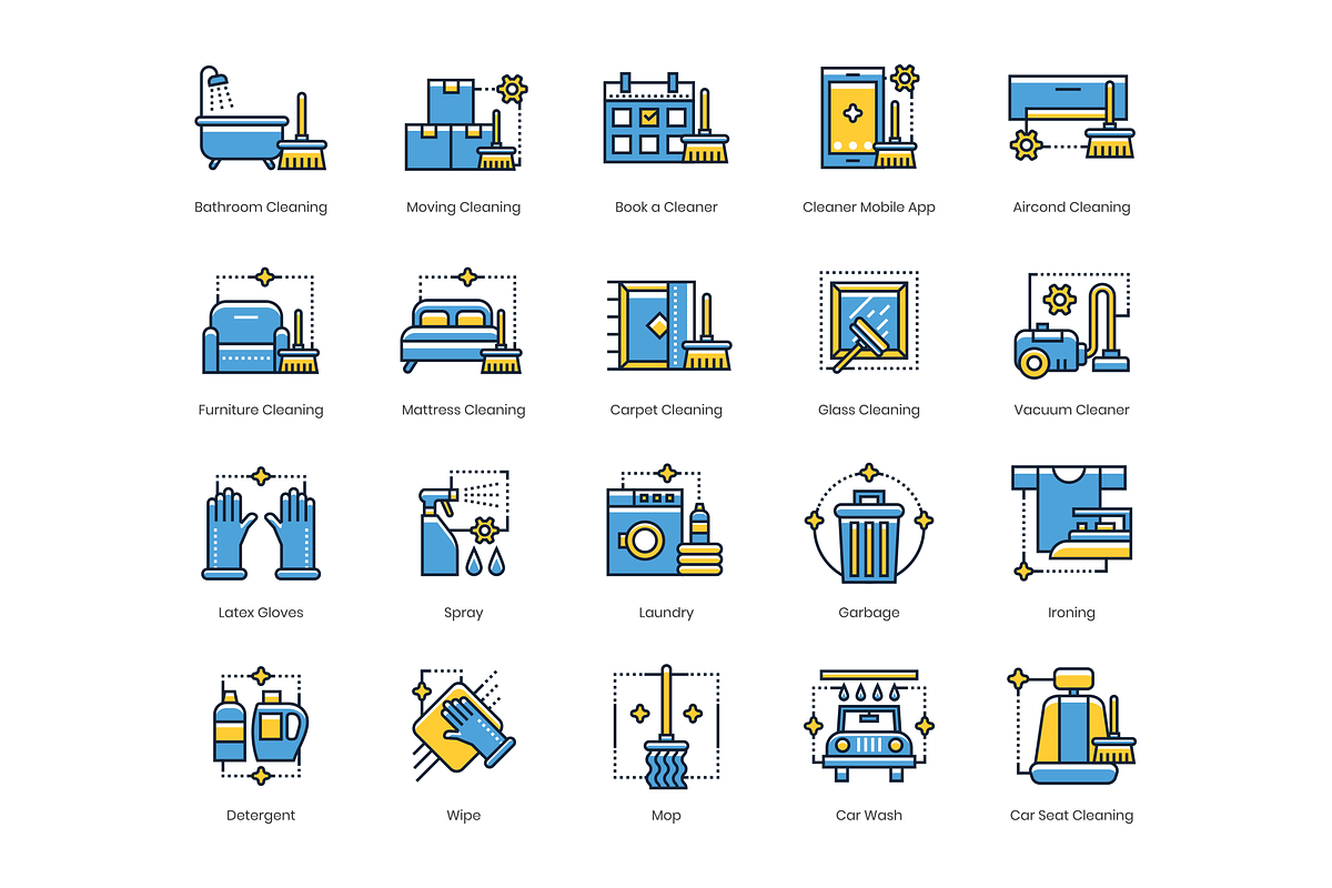 55 Cleaning Icons | Kinetic Series, an Outline Icon by Flat Icons