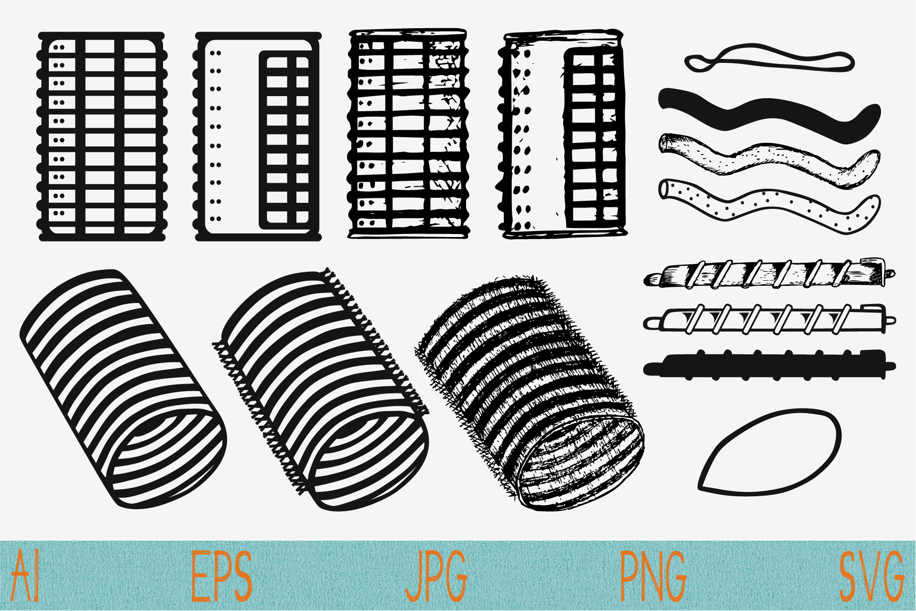 velcro rollers, curler svg set, an Icon by FileVectorSVG