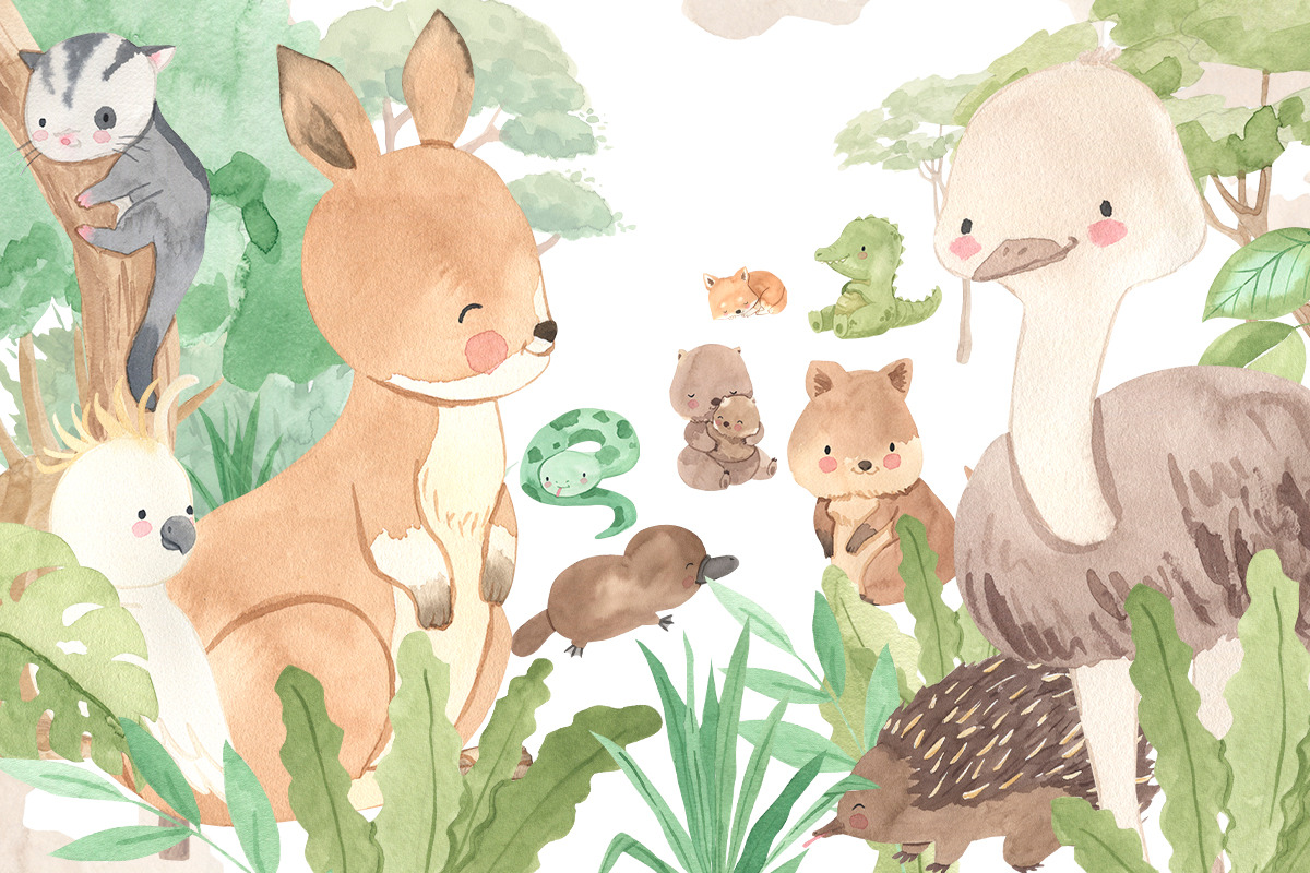 AUSTRALIAN ANIMALS. Watercolor set