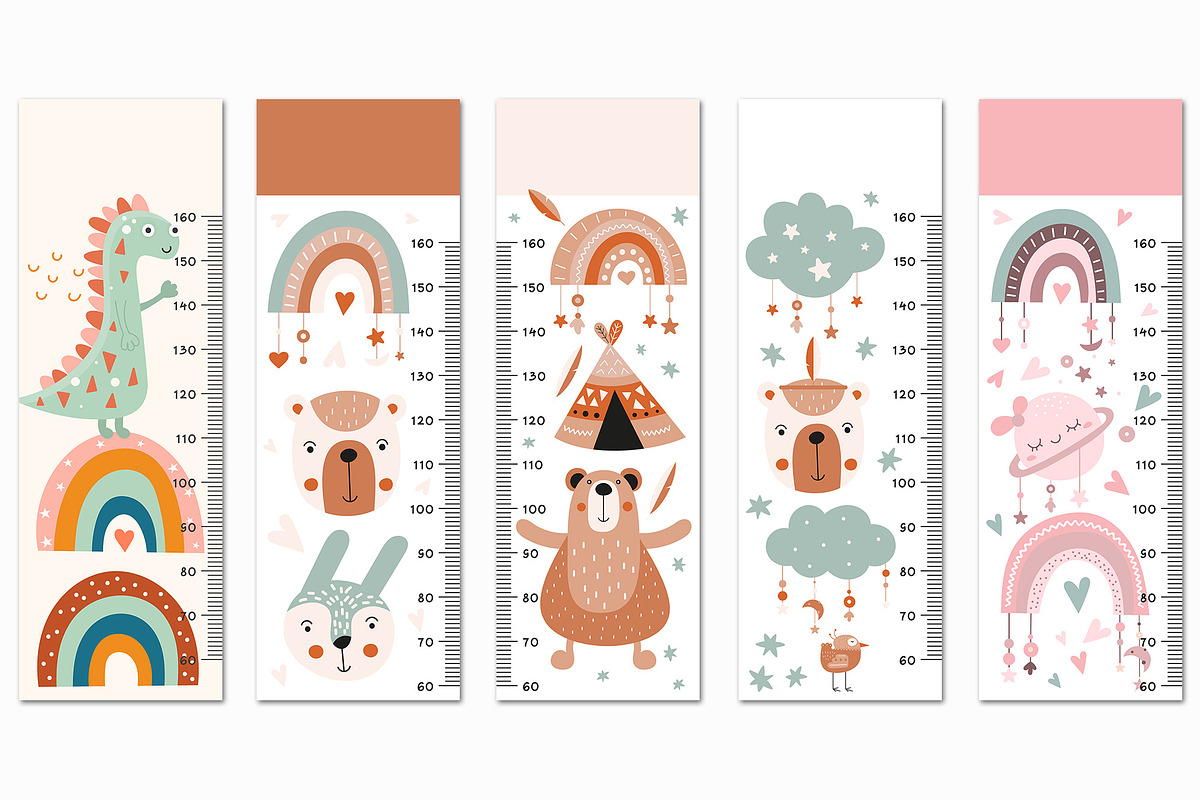 Height chart for kids nursery art, an Education Illustration by Nursery Art