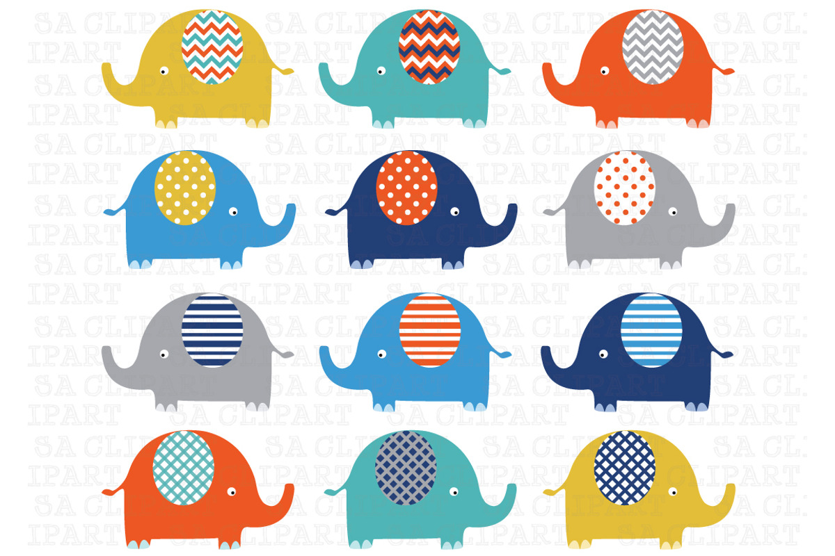 Elephants Clip Art, an Illustration by SA ClipArt