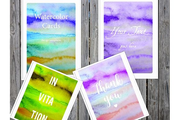 Watercolor cards templates. Indd/jpg, a Card Template by Bunny's Little ...