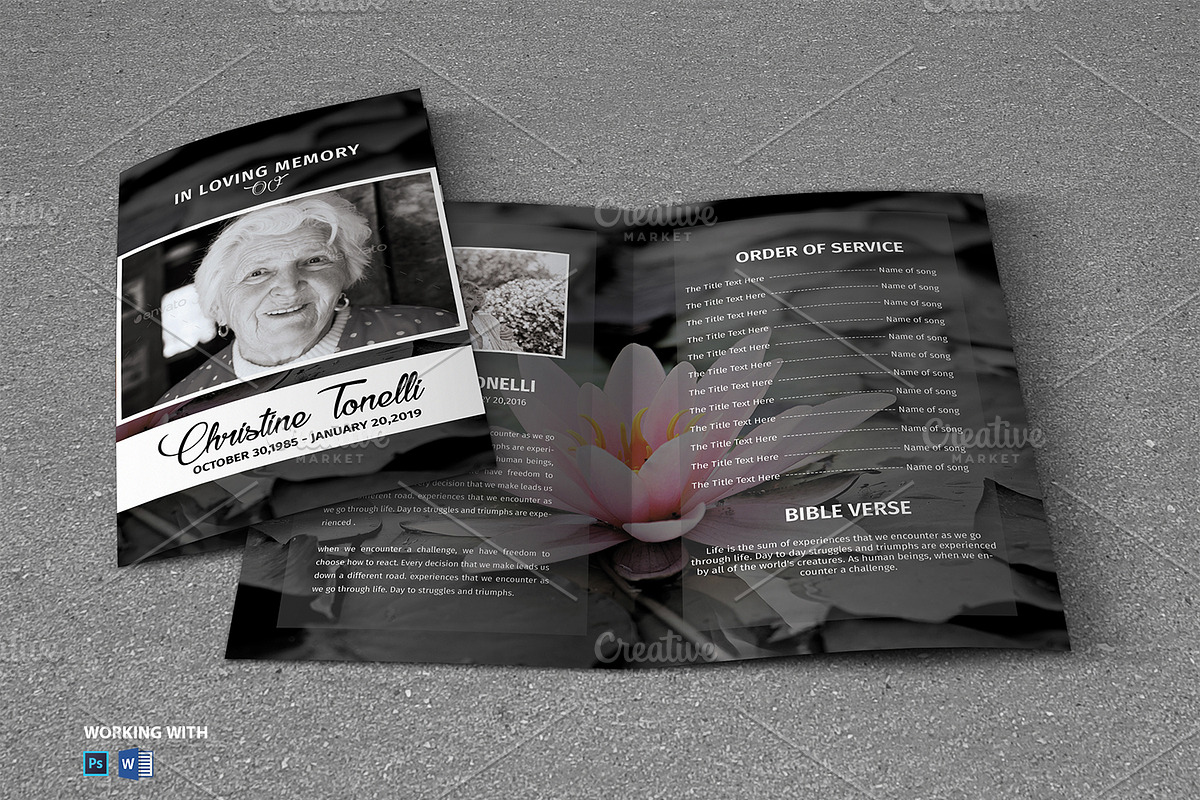 Funeral Program Template Black White, a Brochure Template by Madhabi ...