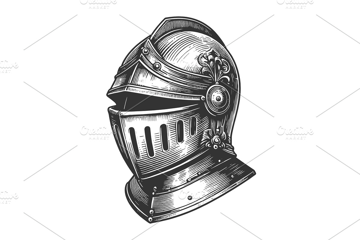 Medieval Knight Helmet vector, an Illustration by AlexArt