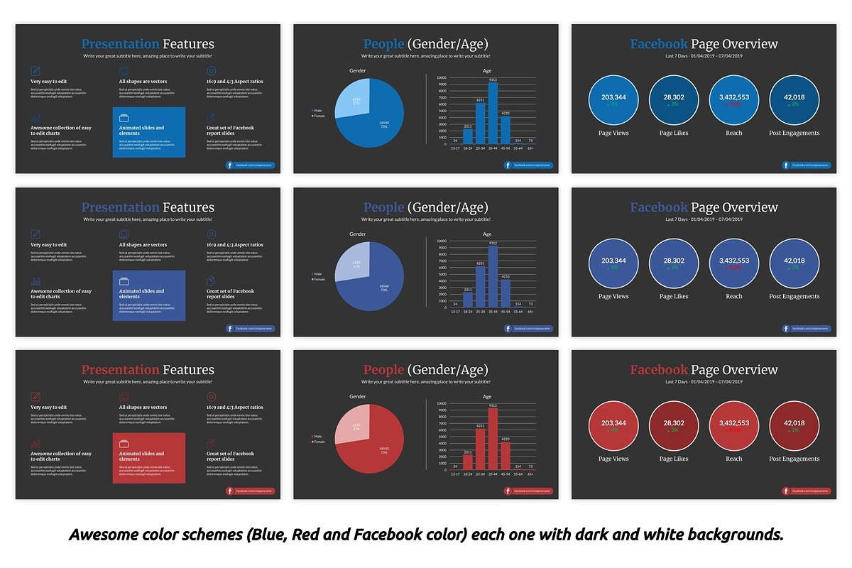 Facebook Report Google Slides, a Presentation Template by SlideBunny