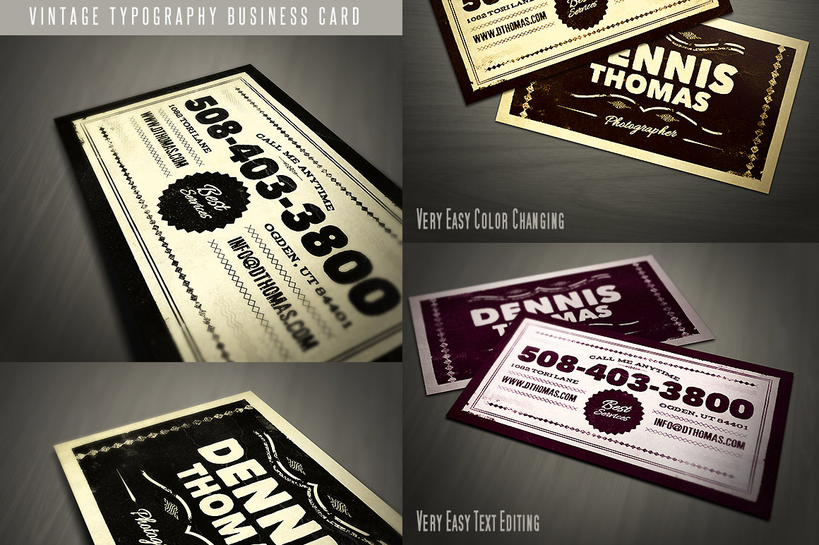 Retro Business Card Template 04, a Business Card Template by JumboDesign