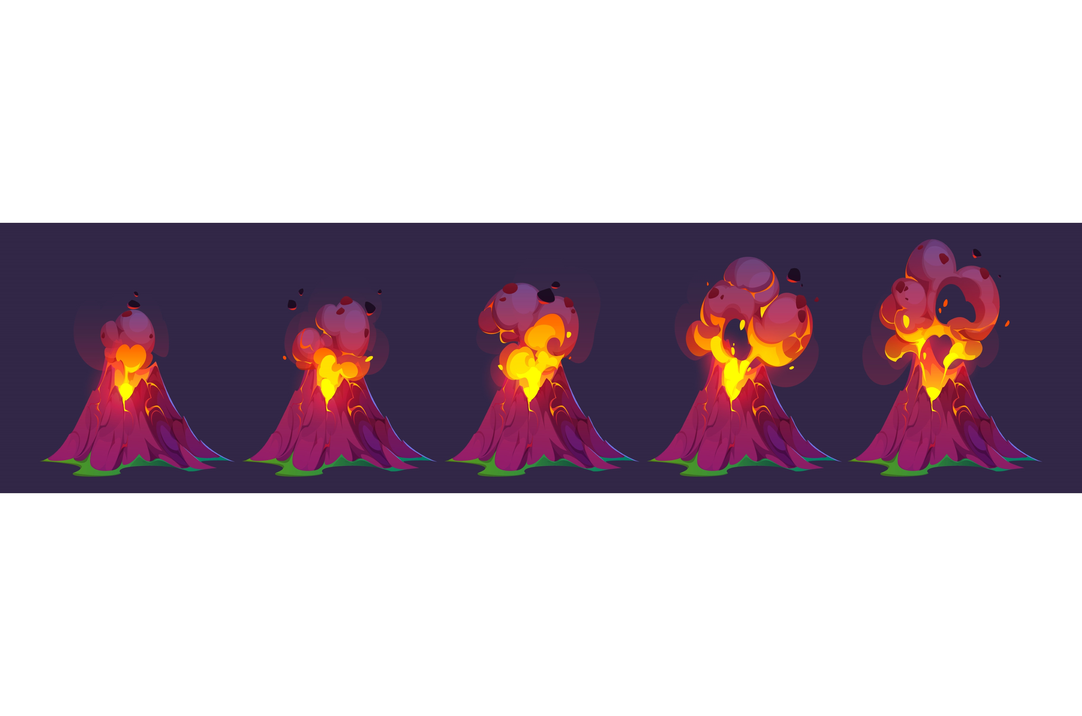 Volcano with lava eruption animation, an Object Illustration by art PVP ...