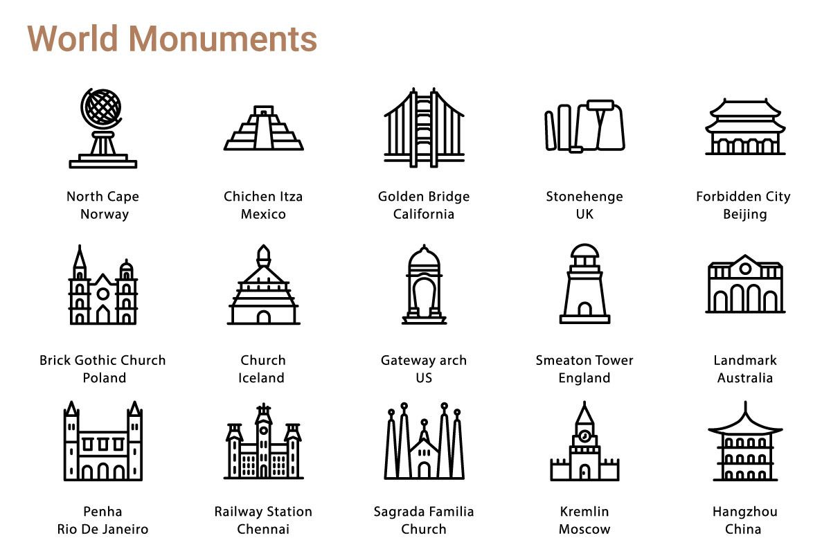 World Monuments, an Icon by Color Cubes