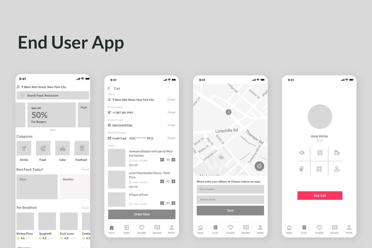 Foodo - Delivery Design Wireframe, a Wireframe Template by Capi Product