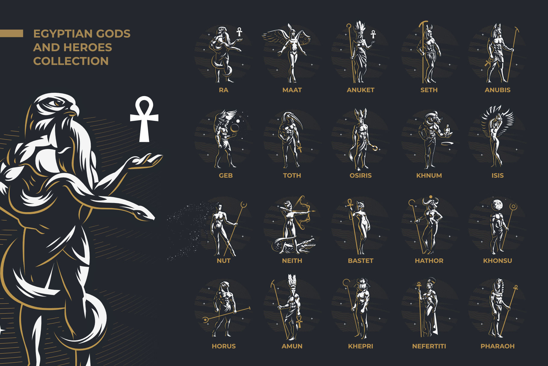 Collection of African Gods, a Decorative Illustration by Masterlevsha