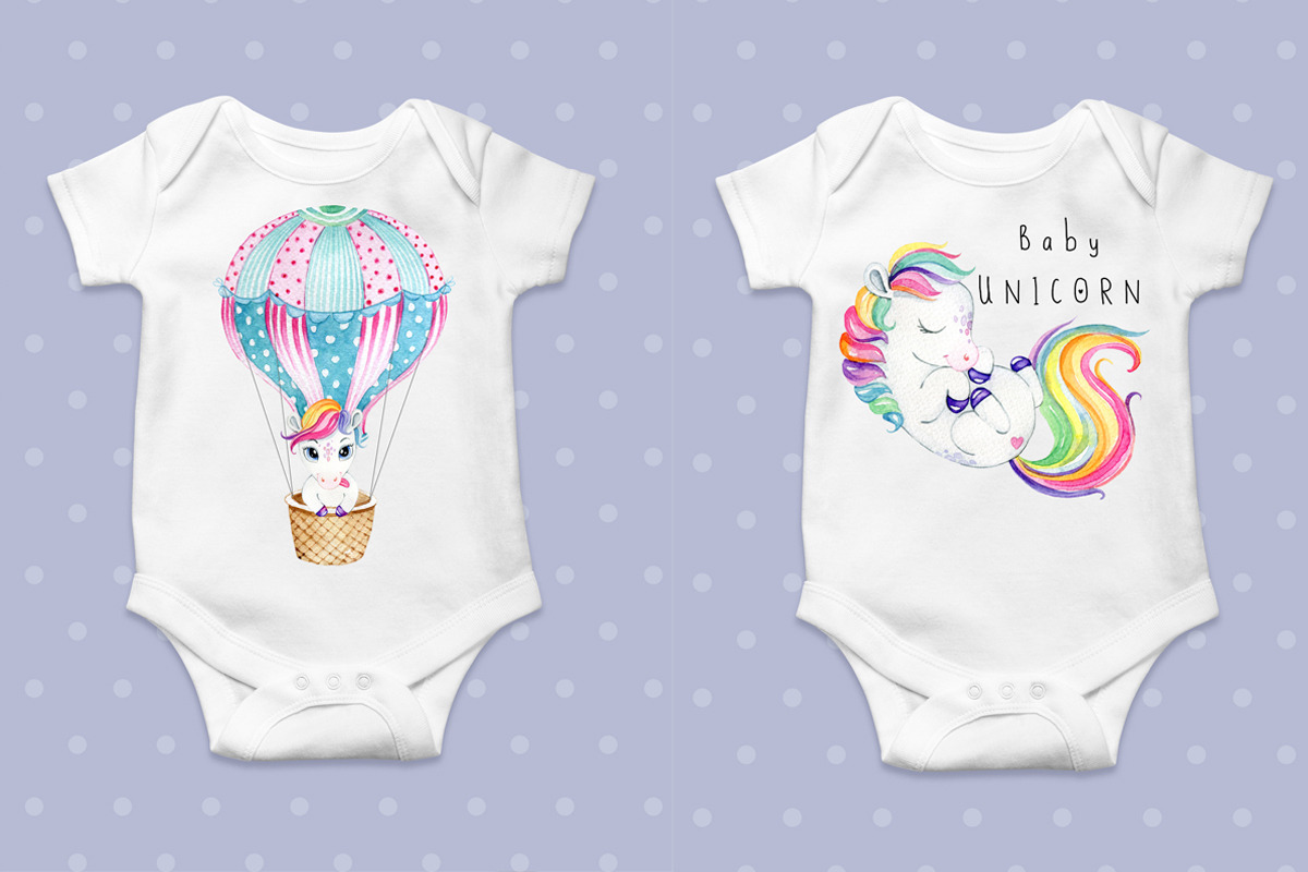 Baby Unicorns-Watercolor clipart Set, an Illustration by SimpleWishesArt