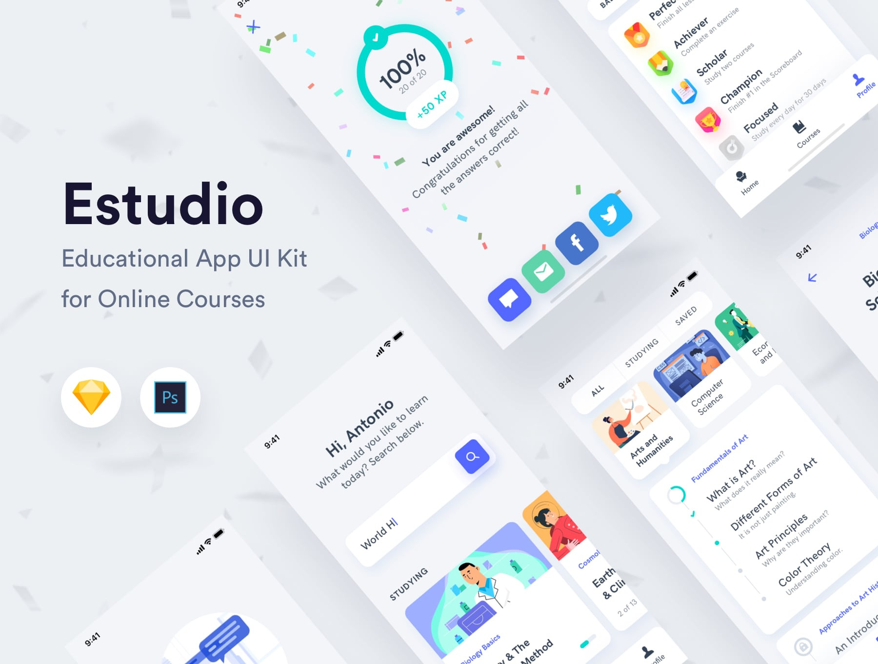 Estudio - Educational Mobile App UI, an UI Kit Template by Nimart