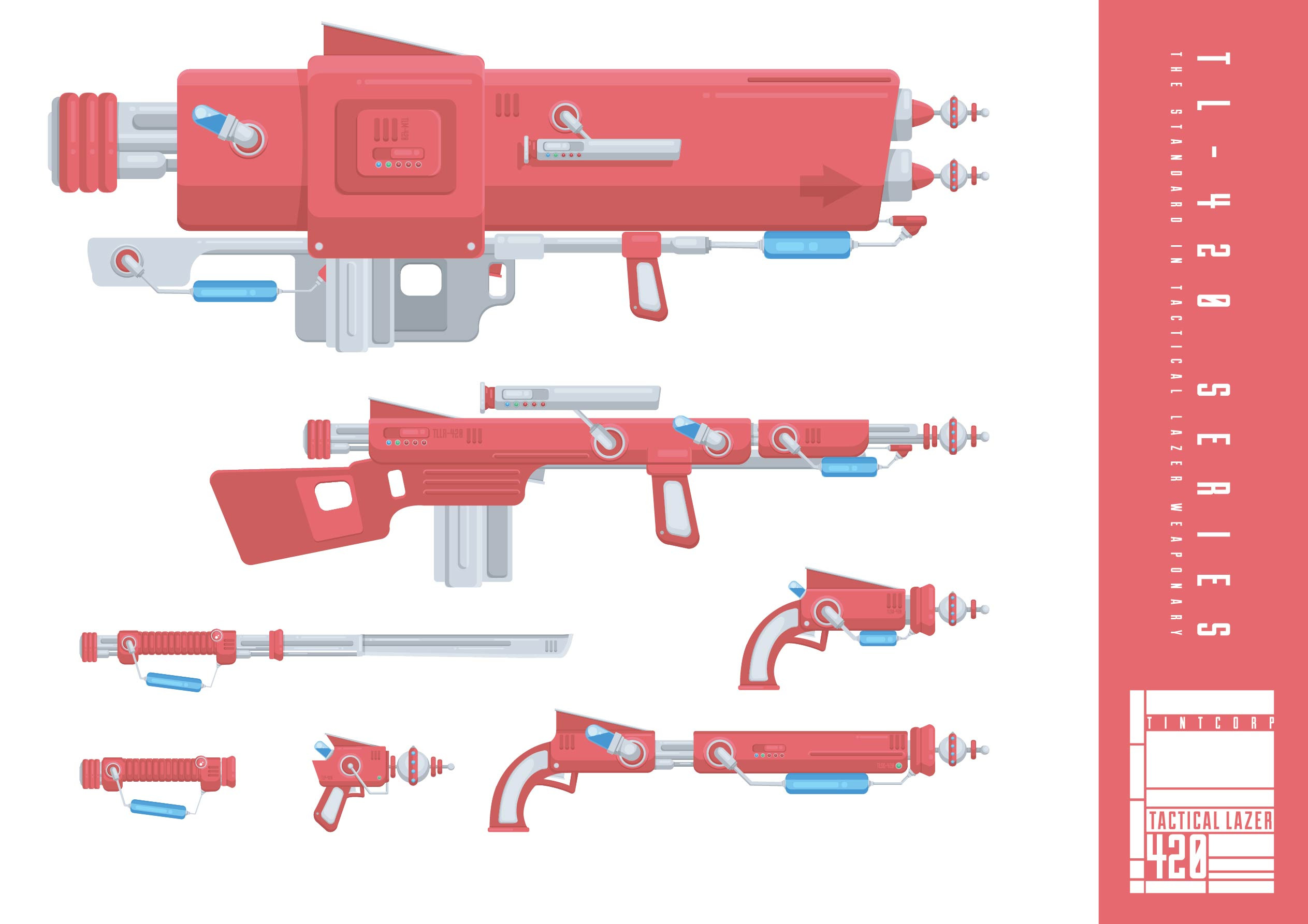 Flat Design Sci Fi Weapon Ranges, an Illustration by The Tint Pro