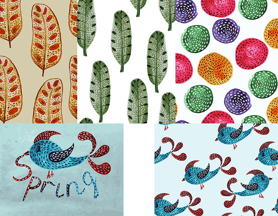 5 Spring Watercolor Patterns, a Pattern Graphic by alexmakarova