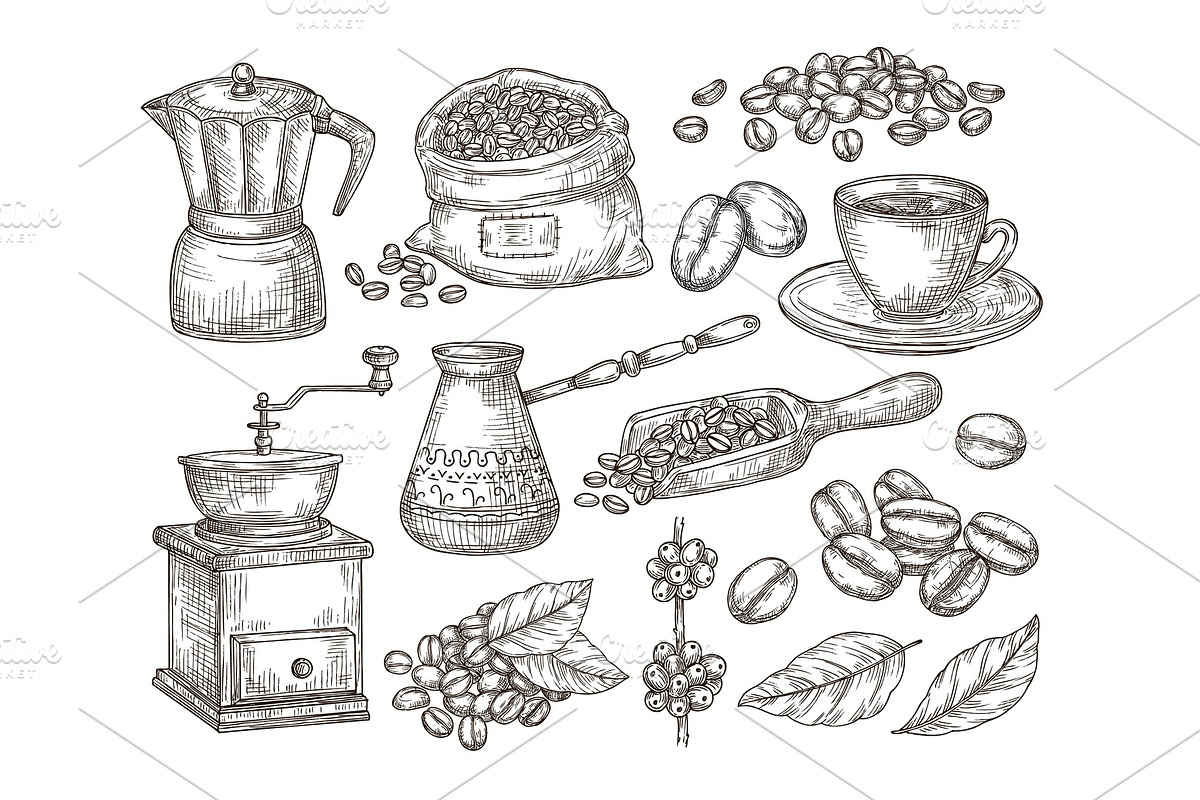 Hand drawn natural coffee. Graphics, a Background Graphic by Valerie Bodnar