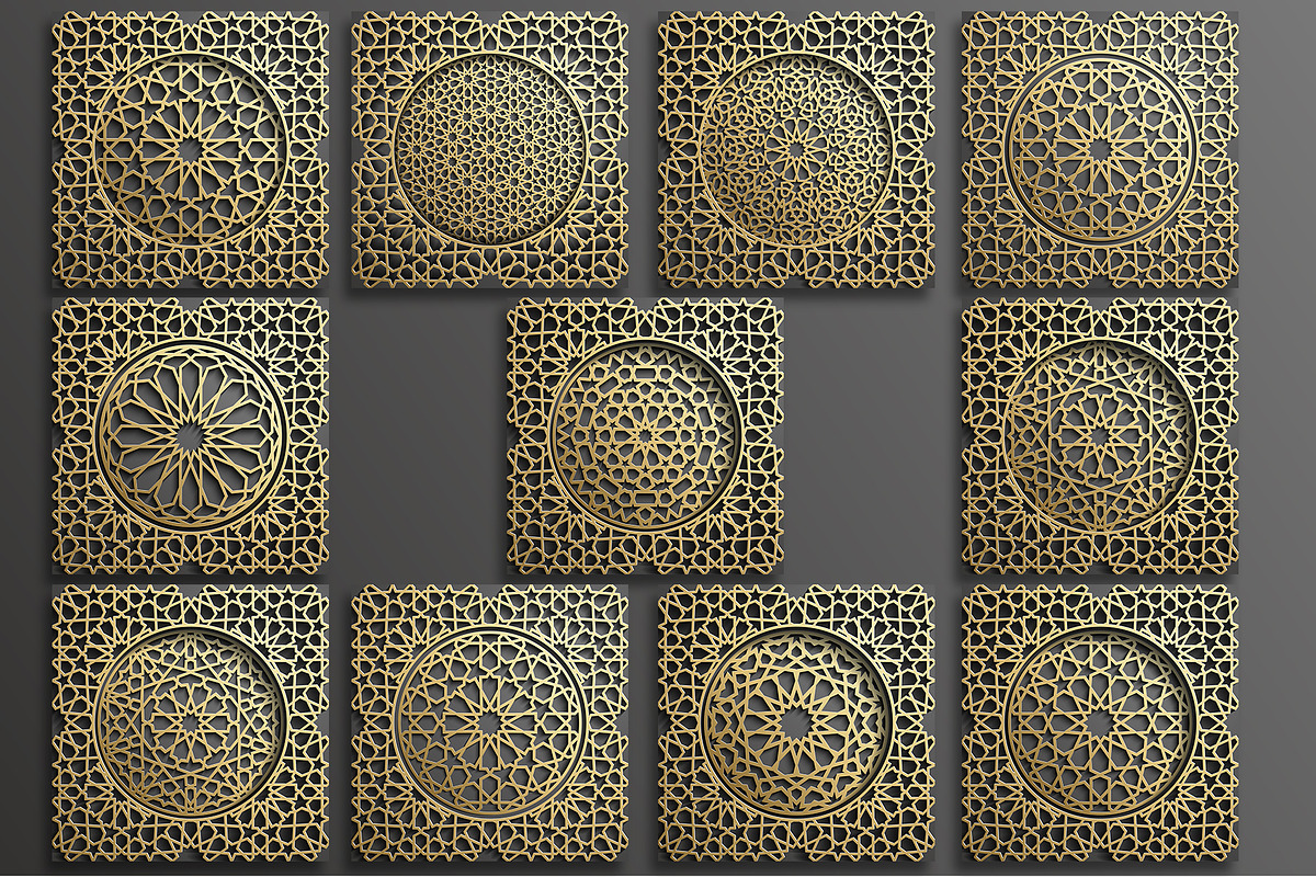 Luxurious Gold Islamic Pattern Set