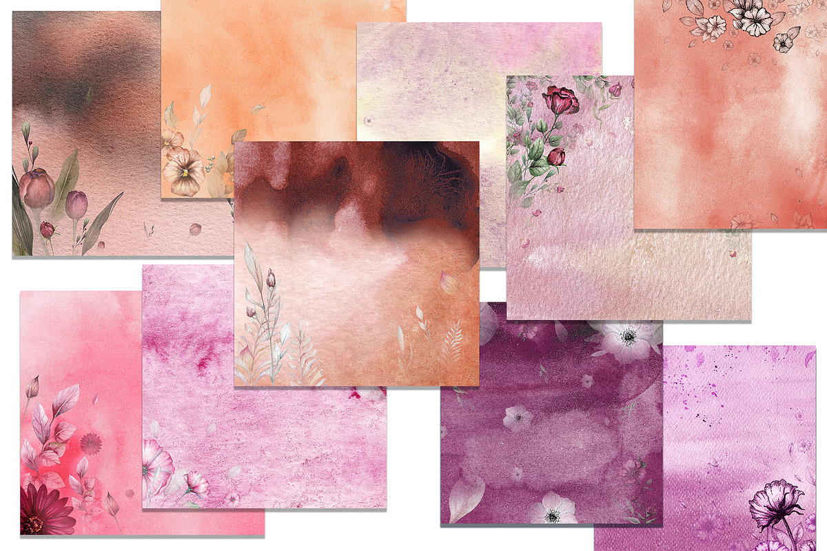 Pink and Peach Watercolor Backgrounds