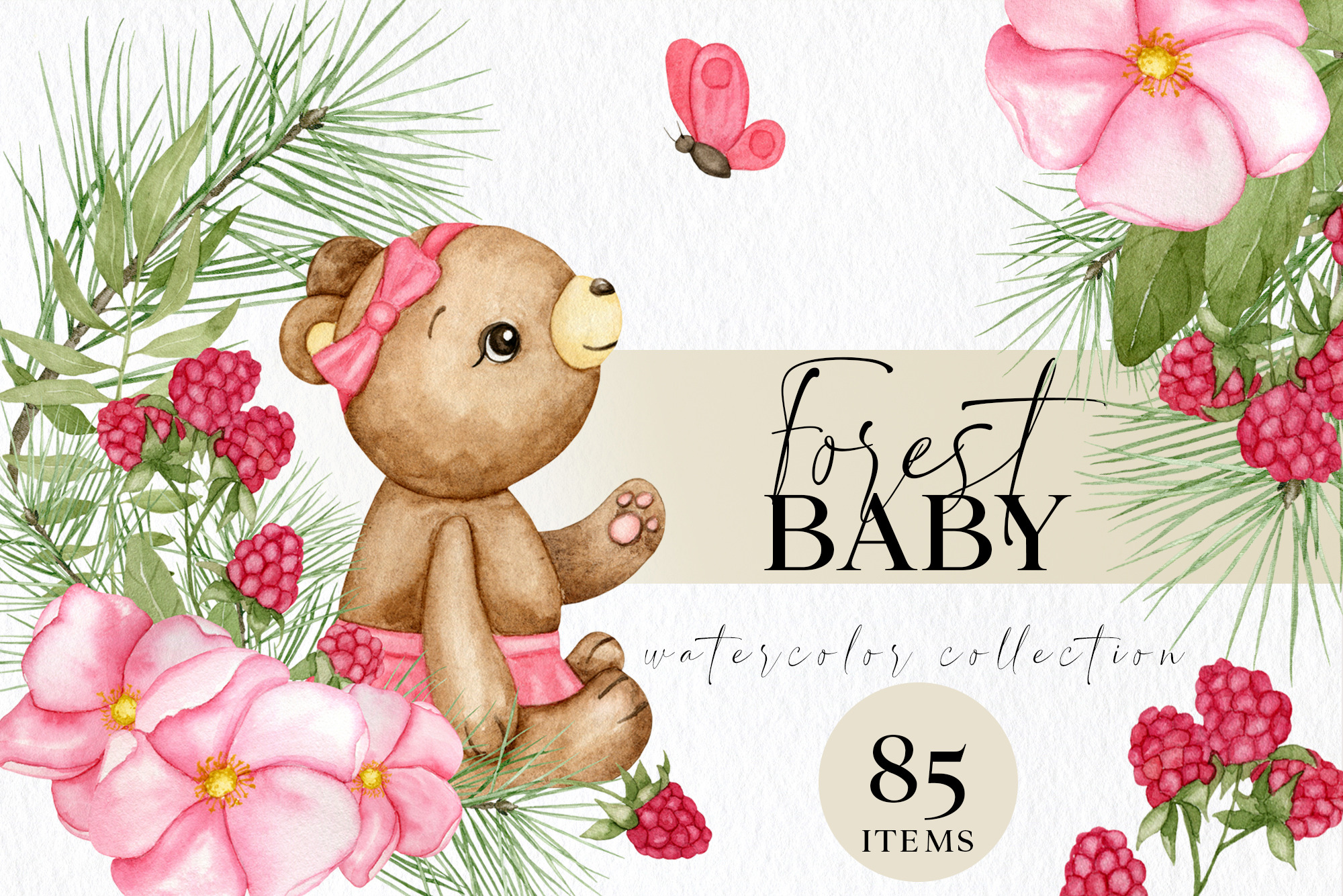 Watercolor Teddy Bear Clipart, an Animal Illustration by WatercolorWind