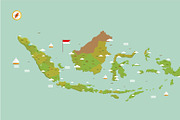 Indonesia Travel Map Vector, an Illustration by CatFat Studio