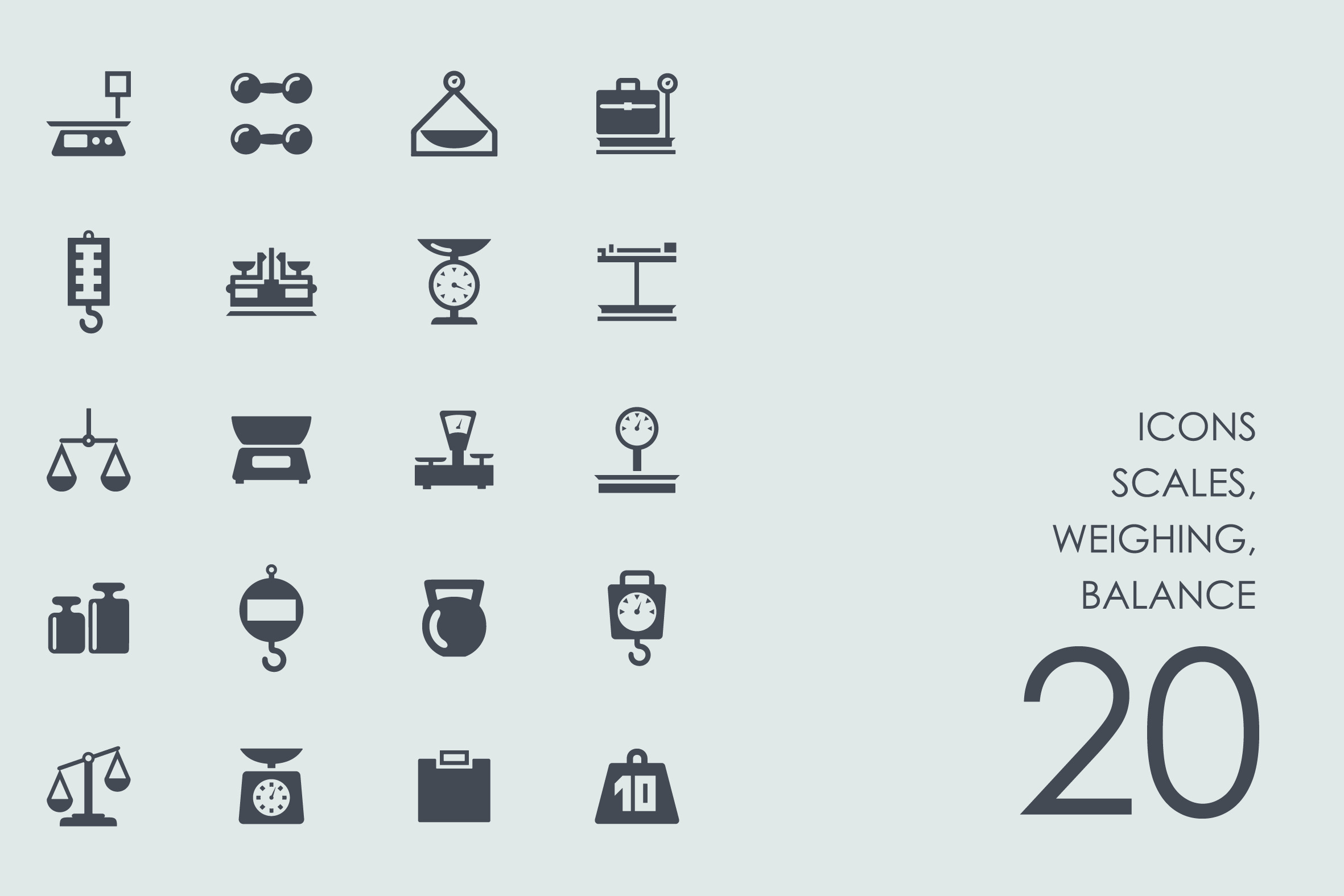 Scales, weighing, balance icons, an Icon by Palau