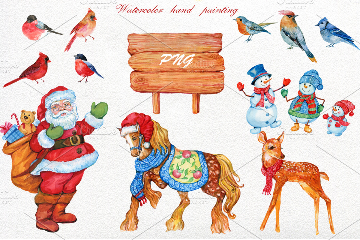 Christmas watercolor clipart, an Illustration by MitrushovaArt